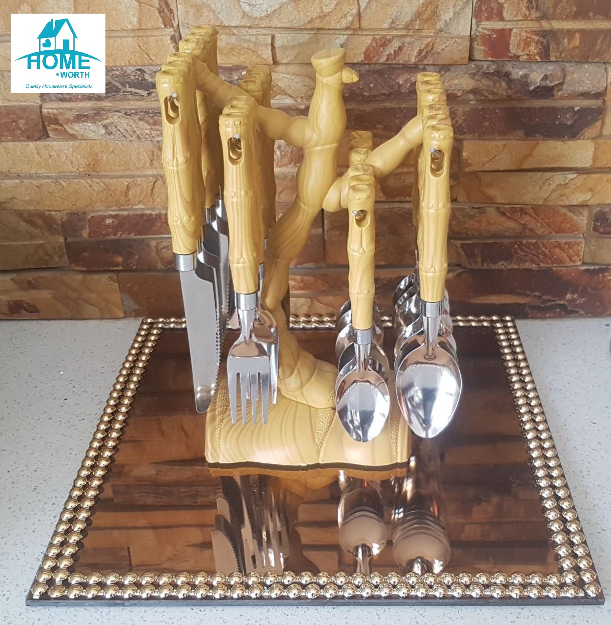 24PC CUTLERY SET WITH STAND (TREE SHAPE) - Home Worth