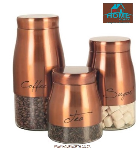 3PC COPPER CANISTER SET 4093 - Home Worth