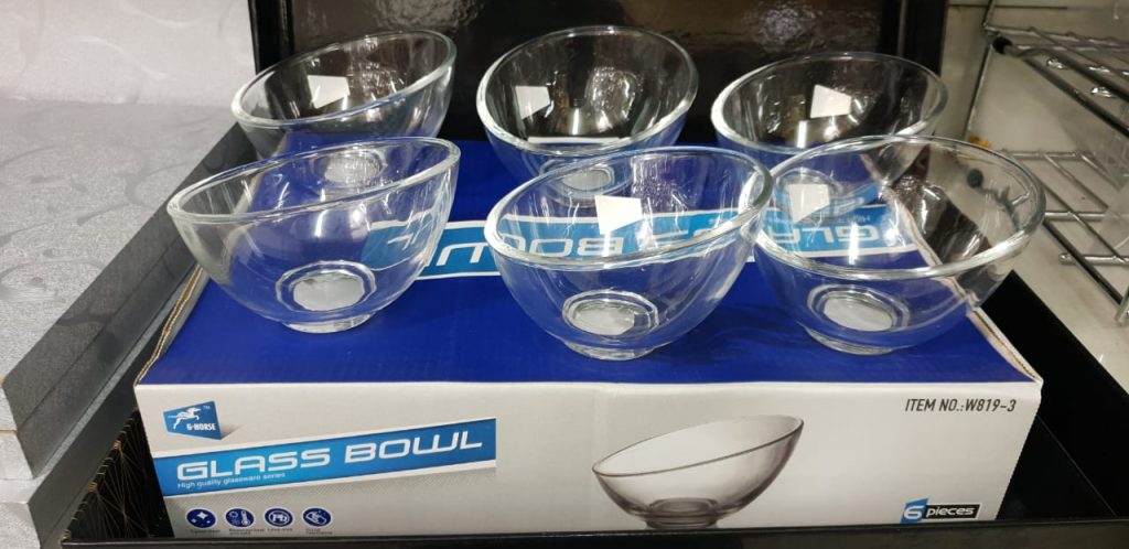 6 SLANTED GLASS BOWLS - Home Worth