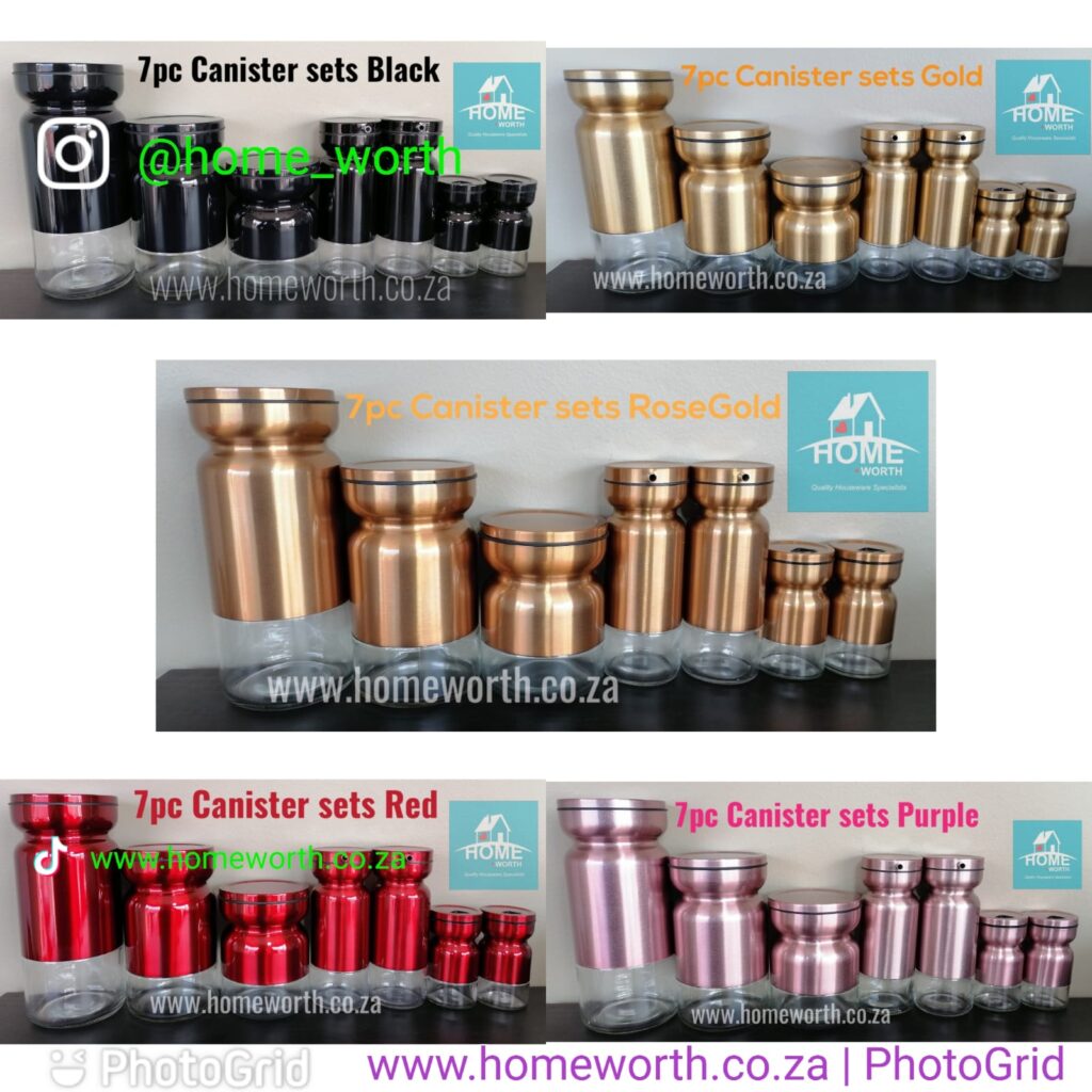 7PC CANISTER SET WITH COLOR METAL COATING - Home Worth